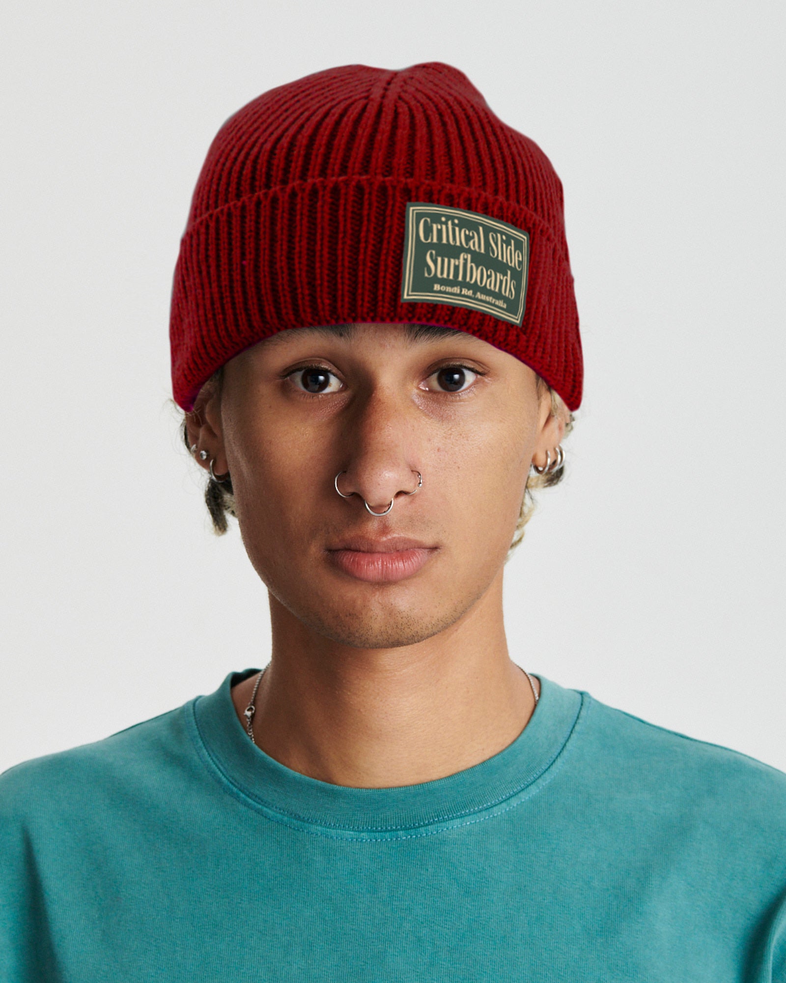 Offset Logo Beanie - Ruby – The Critical Slide Society